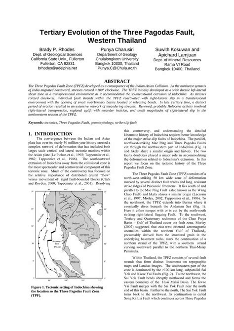 Pdf Tertiary Evolution Of The Three Pagodas Fault Western