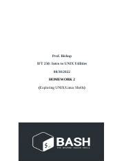 Homework2 Shells Docx Prof Bishop IFT 250 Intro To UNIX Utilities