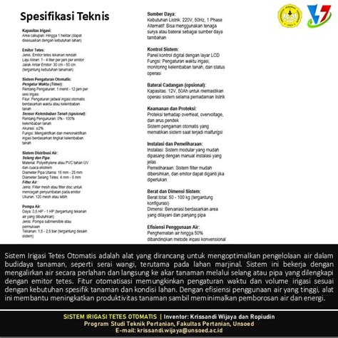 Sistem Irigasi Tetes Otomatis Teknologia