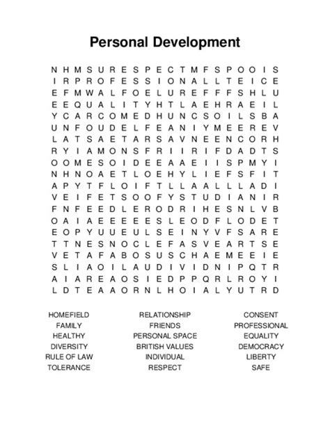 Personal Development Word Search