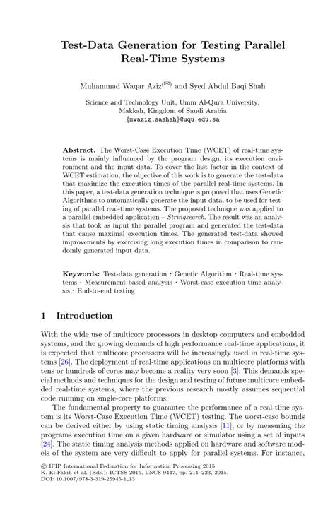 Pdf Test Data Generation For Testing Parallel Real Time Systems