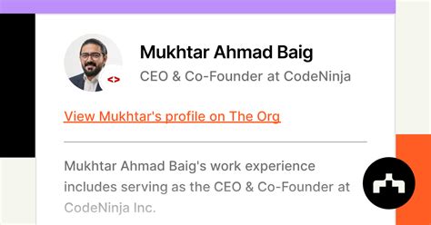 Mukhtar Ahmad Baig Ceo And Co Founder At Codeninja The Org