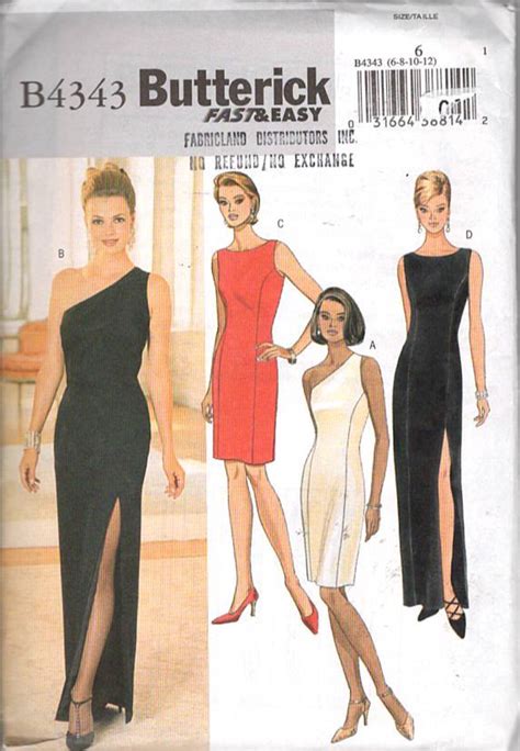 Butterick Fast And Easy Sewing Pattern 4343 Misses Formal Dress Gown Size 6 8 10 12 Etsy