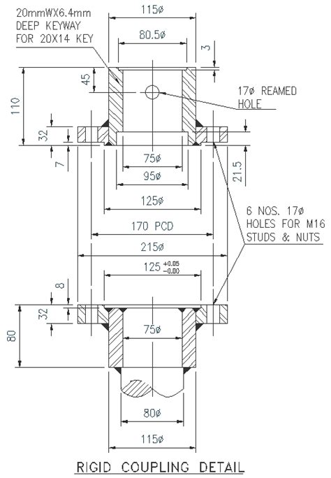 Rigid Coupling Detail Drawing With Dimension Detail D