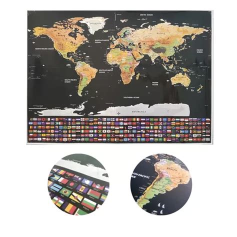 Poster Bandeiras Mapa Do Mundo Raspadinha Mapa De Raspar à venda em