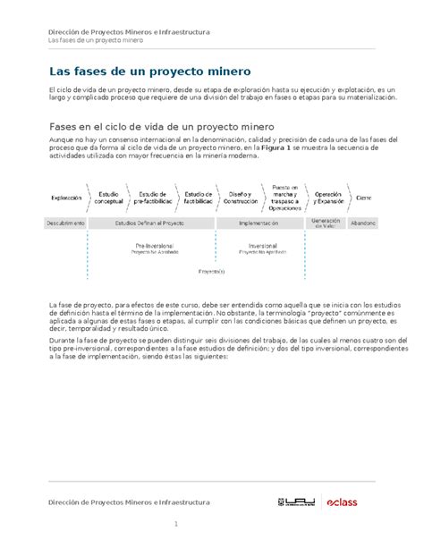 2 Fases Del Ciclo De Vida En Proyectos Mineros Studocu