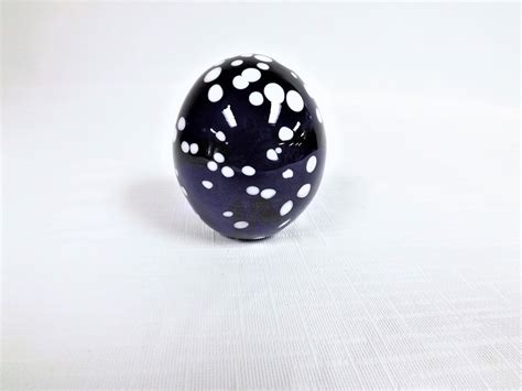 Blenko Glass Cobalt And White Solid Glass Egg Paperweight 2019