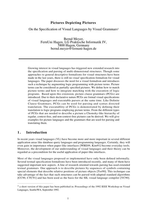 Pdf Pictures Depicting Pictures On The Specification Of Visual Languages By Visual Grammars