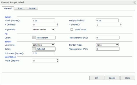 Format Target Label Dialog Box Properties Logi Analytics