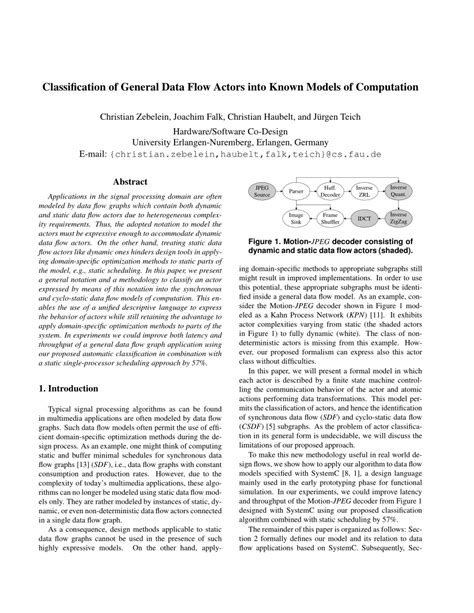 Pdf Classification Of General Data Flow Actors Into Known Models Of Computation
