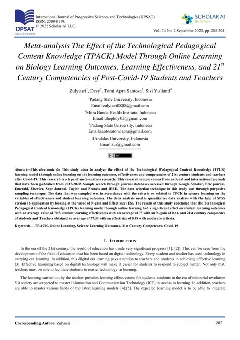 Pdf Meta Analysis The Effect Of The Technological Pedagogical Content