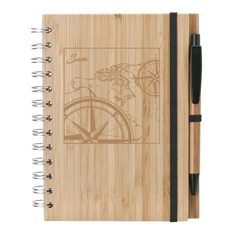 Engraved Journal With Map And Compass Leather Notebook Lazer Designs