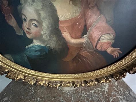Proantic Huile Sur Toile grand Portrait Denfants époque Louis X
