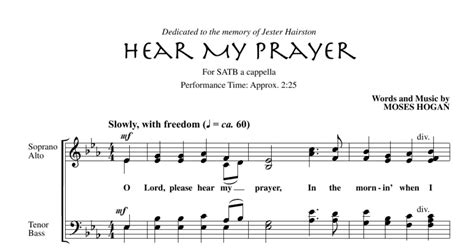 Hear My Prayer Satb Choir Print Sheet Music Now