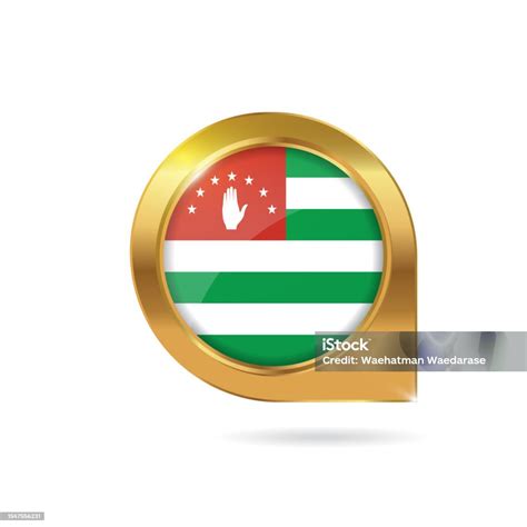 압하지야 국기 위치 지도 핀 아이콘 국가 골드 프레임이 있는 포인터 0명에 대한 스톡 벡터 아트 및 기타 이미지 0명 3