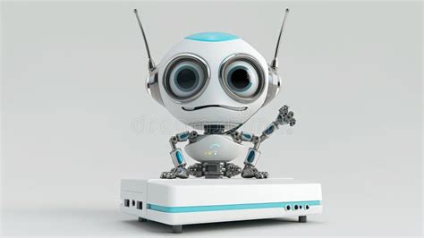 AI Generated Robot Sitting On A White Device With Antennas Stock Illustration Illustration Of