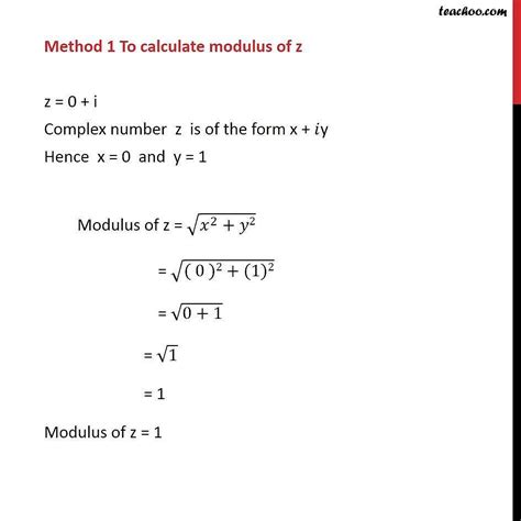 Example 13 Find modulus and argument of 1 𝑖 1 𝑖 Teachoo