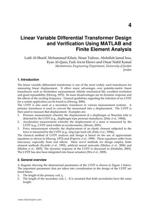 Pdf Linear Variable Differential Transformer Design And Verification