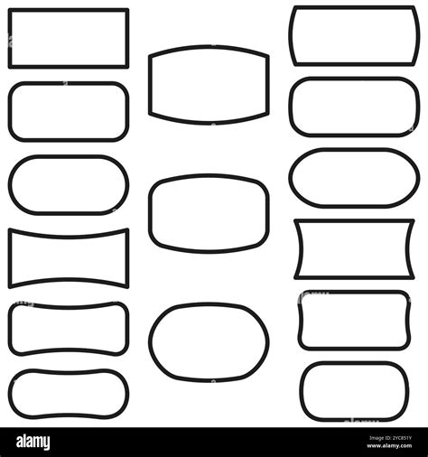 Oval And Rectangle Shapes Simple Outline Figures Geometric Elements