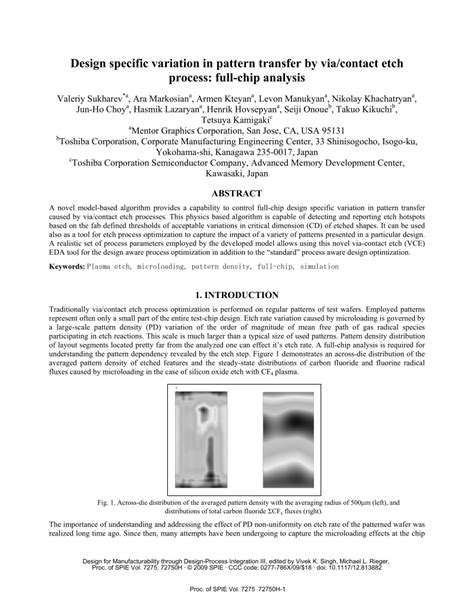 Pdf Design Specific Variation In Pattern Transfer By Viacontact Etch