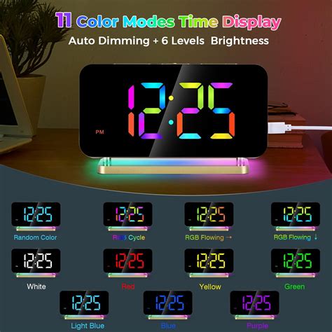 Poeroa Reloj Despertador Digital Reloj Led Rgb De 74 Pulgadas Con Luz