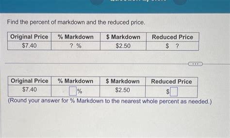 Solved Find The Percent Of Markdown And The Reduced Price