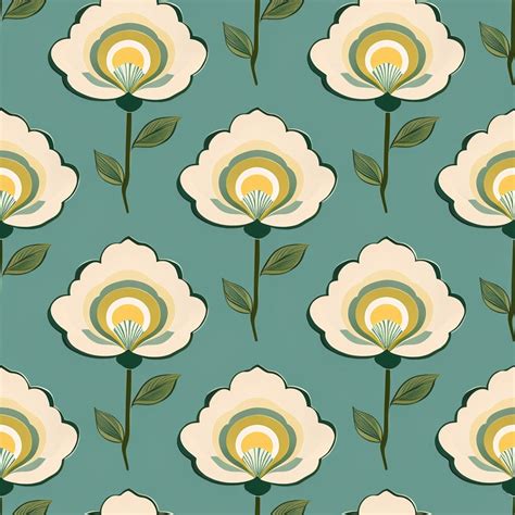 Symmetrical Floral Pattern On Ivory Background Seamless Pattern