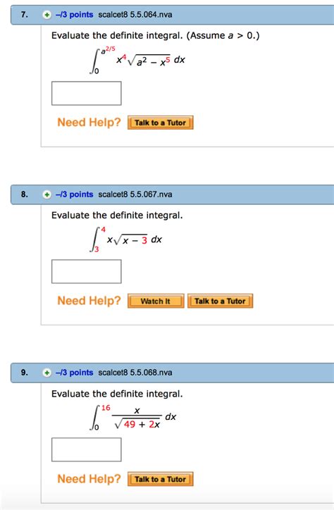 Solved Evaluate The Definite Integral Assume A Chegg Com