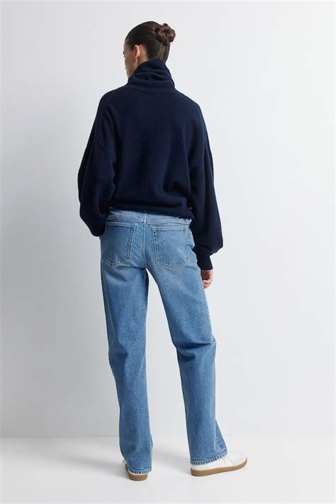 Mama Straight Jeans Light Denim Blue Ladies Handm Gb