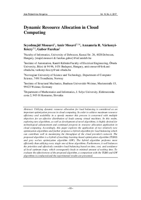 Pdf Dynamic Resource Allocation In Cloud Computing