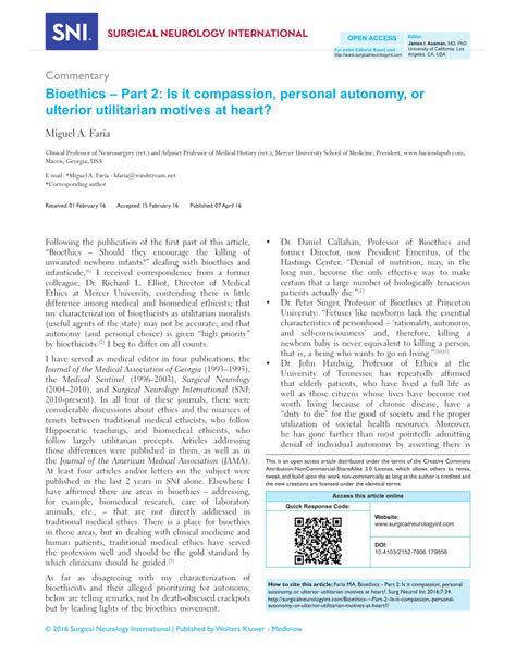 Pdf Bioethics Part 2 Is It Compassion Personal Autonomy Or