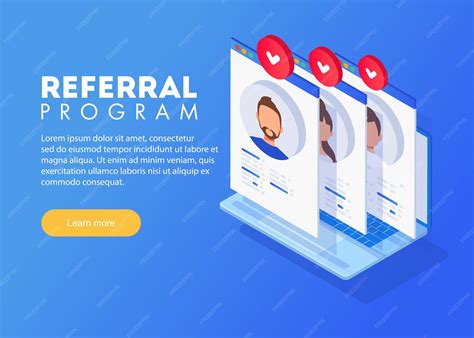 Premium Vector Isometric Referral Program Marketing Concept Referral