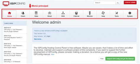 Panel De Control Hosting ISPCONFIG RedTeca