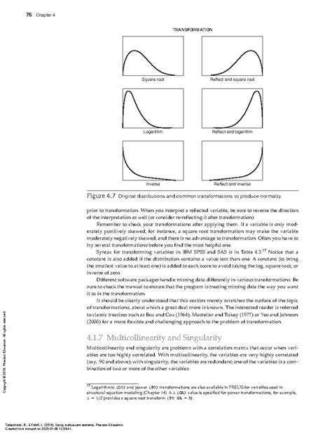 Multicollinearity And Singularity Issues In Multivariate Statistics Prior To Transformation