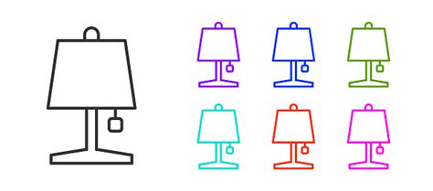 흰색 배경에 격리된 블랙 라인 테이블 램프 아이콘입니다 다채로운 아이콘을 설정합니다 벡터 0명에 대한 스톡 벡터 아트 및 기타 이미지 Istock