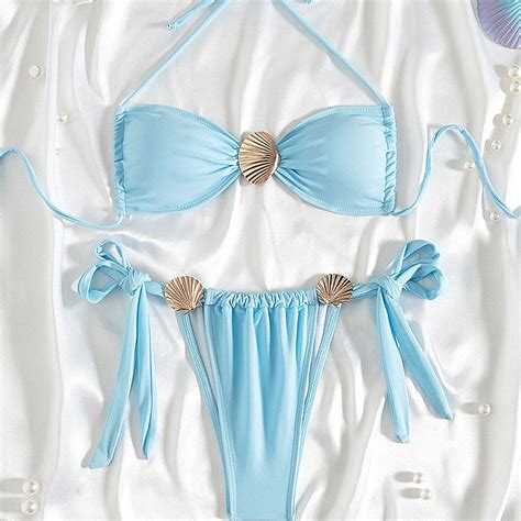 Seashell Bandeau Brazilian Bikini Set Luxury Sunnybikinis