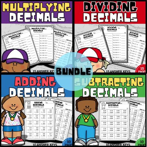 Decimals Worksheets Bundle Adding Subtracting Multiplying Dividing