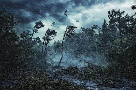 A Hurricane Tearing Through A Forest Premium Ai Generated Image