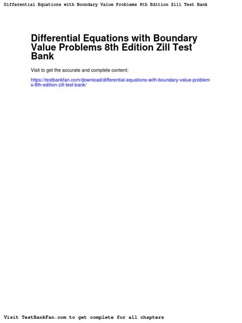 Dwnload Full Differential Equations With Boundary Value Problems 8th Edition Zill Test Bank Pdf