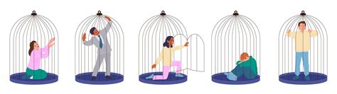 Premium Vector Diverse People Cartoon Characters Sitting Trapped In