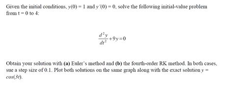 Solved Given The Initial Conditions Y0 1 And Y0 0