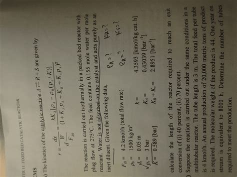 Oneclass An Isothermal Reversible Reaction A â B Is Carried Out In An Aqueous Solution The