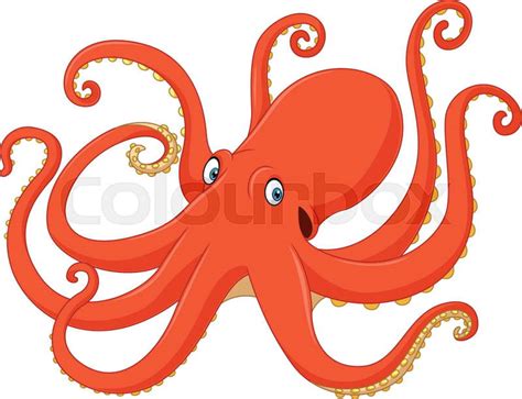 Vector Illustration Of Cartoon Octopus On White Background Colourbox