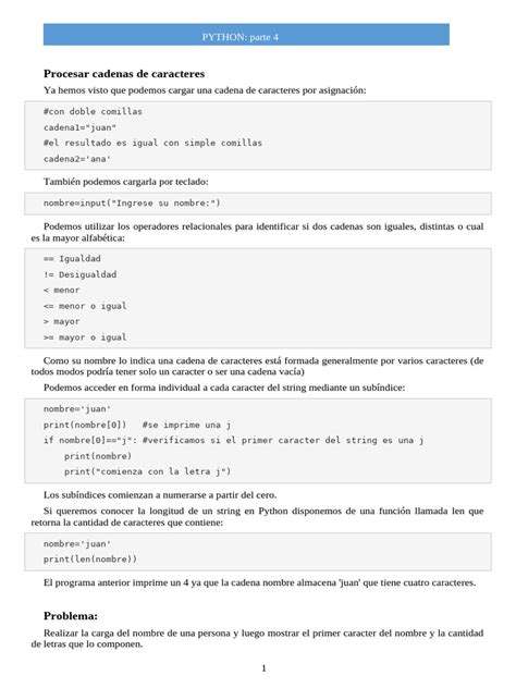 Python 4 Cadenas De Caracteres Pdf Cadena Informática Python