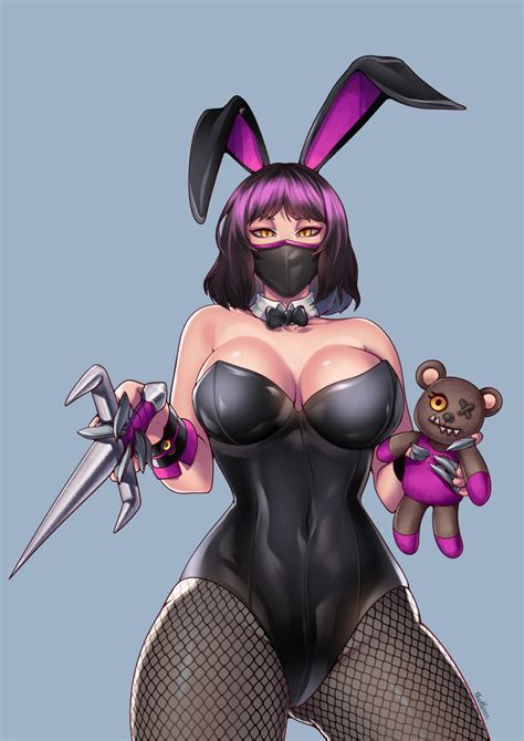 Rule 34 2d Big Breasts Big Thighs Black Hair Bowtie Breasts Bunny