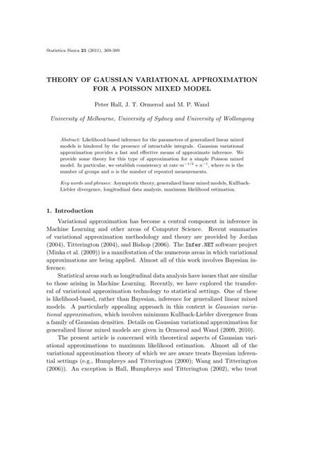 Pdf Theory Of Gaussian Variational Approximation For A Dokumentips