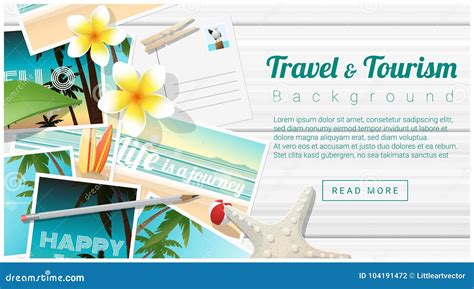 Travel And Tourism Background With Tropical Beach Postcards On Wooden