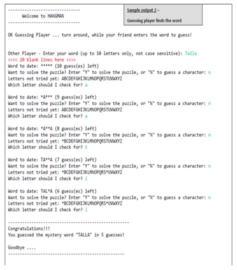 Solved General Rules For The Hangman Word Game Chegg Com