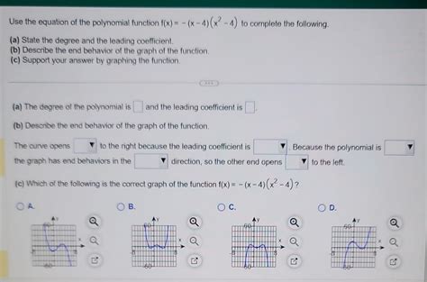 Solved Use The Equation Of The Polynomial Function Chegg