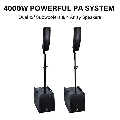 4000w Powered Pa Speaker System With Dual 12 Subwoofers 8x4 Line